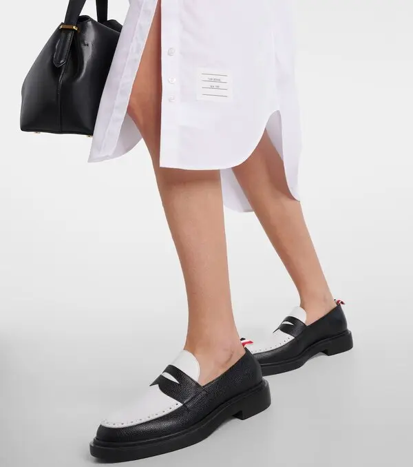 Thom Browne Rwb Stripe Cotton Shirt Dress