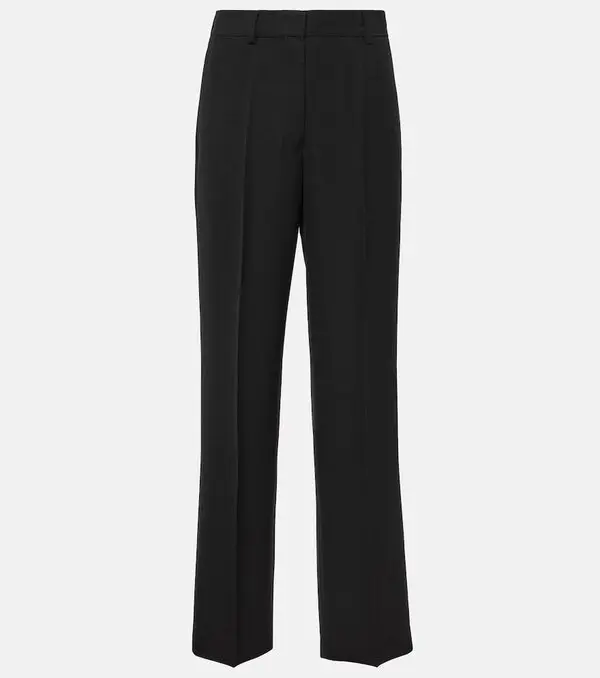 TOTEME High-rise Straight Leg Pants - Black