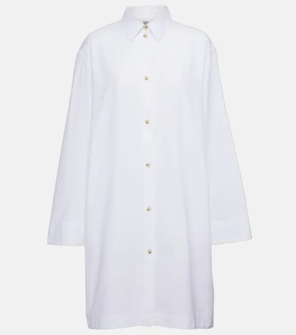 TOTEME Oversized Cotton Shirt Dress - White