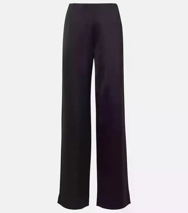 TOTEME High-rise Satin Wide-leg Pants - Black
