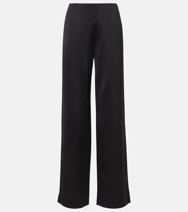 TOTEME High-rise Wide-leg Satin Pants - Black