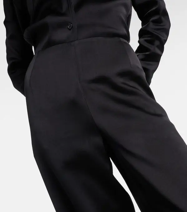 TOTEME High-rise Wide-leg Satin Pants - Black