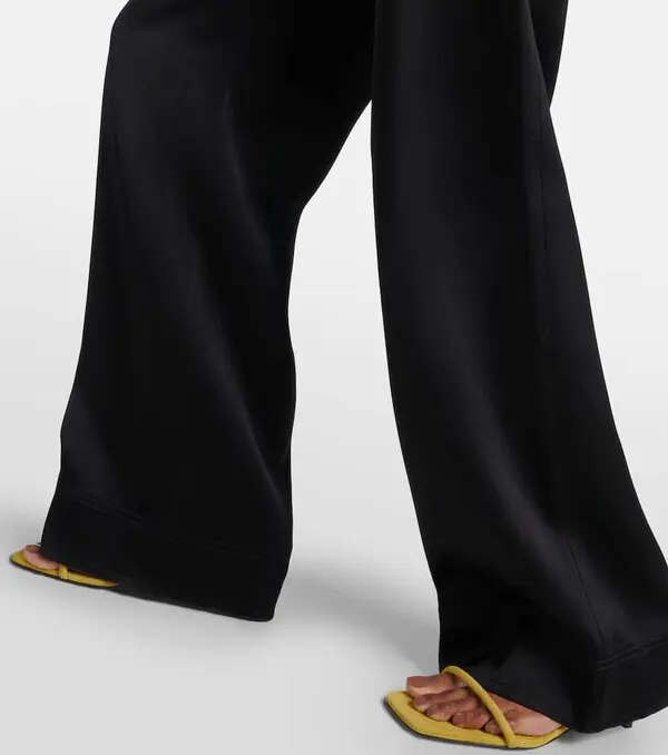 TOTEME High-rise Wide-leg Satin Pants - Black