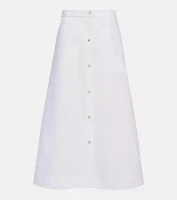 TOTEME High-rise Cotton Maxi Skirt - White