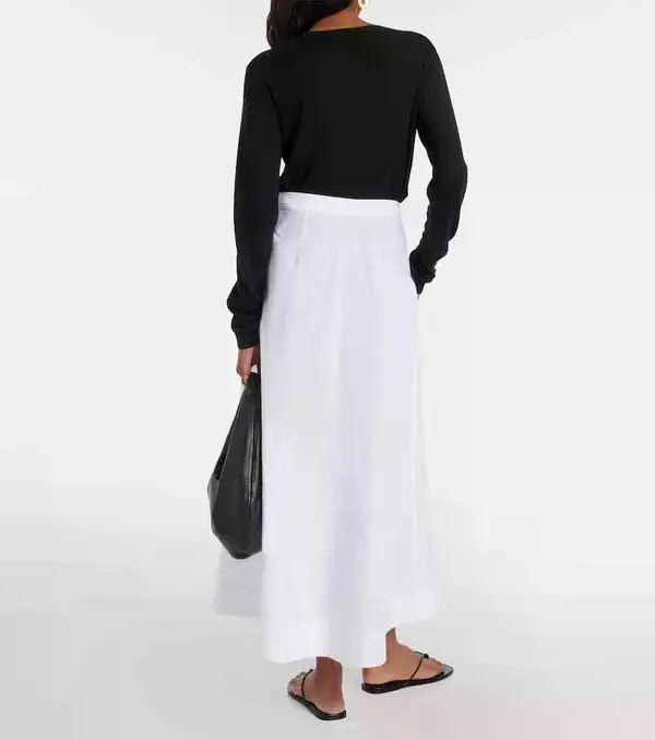TOTEME High-rise Cotton Maxi Skirt - White