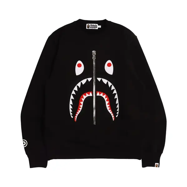 A BATHING APE Patched Shark Crewneck - Black