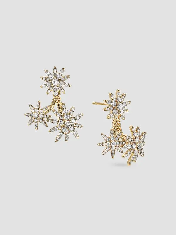 David Yurman Starburst Cluster Drop Earrings In 18k Yellow Gold With Diamonds, 23.7mm - Diamond