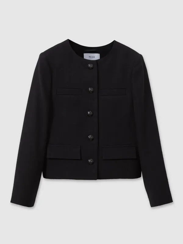 REISS Nola Cropped Wool Jacket