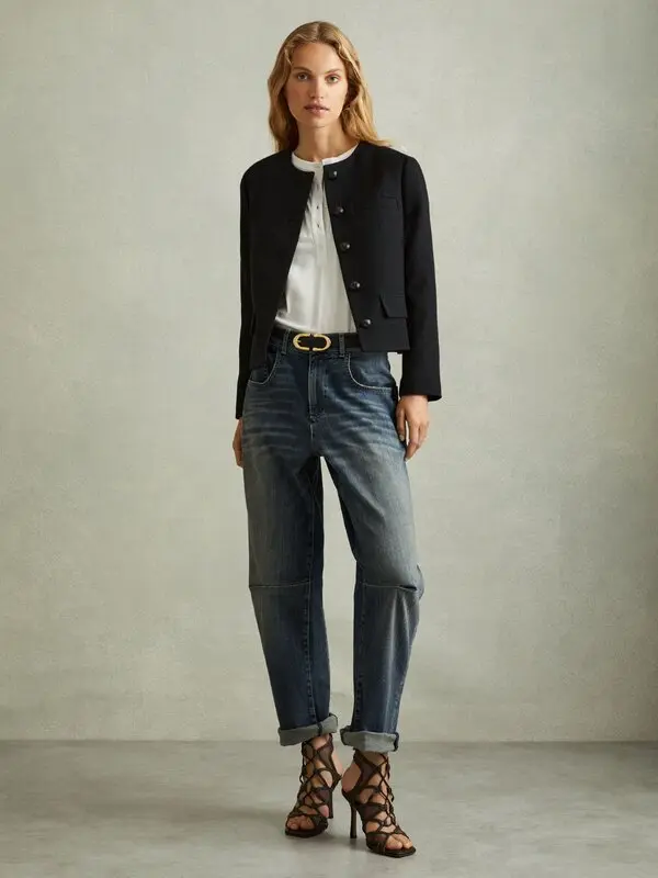REISS Nola Cropped Wool Jacket