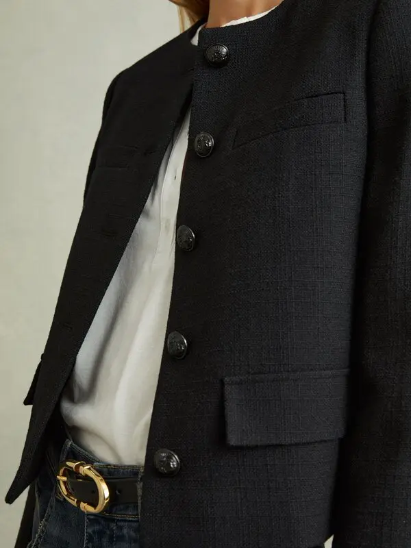 REISS Nola Cropped Wool Jacket