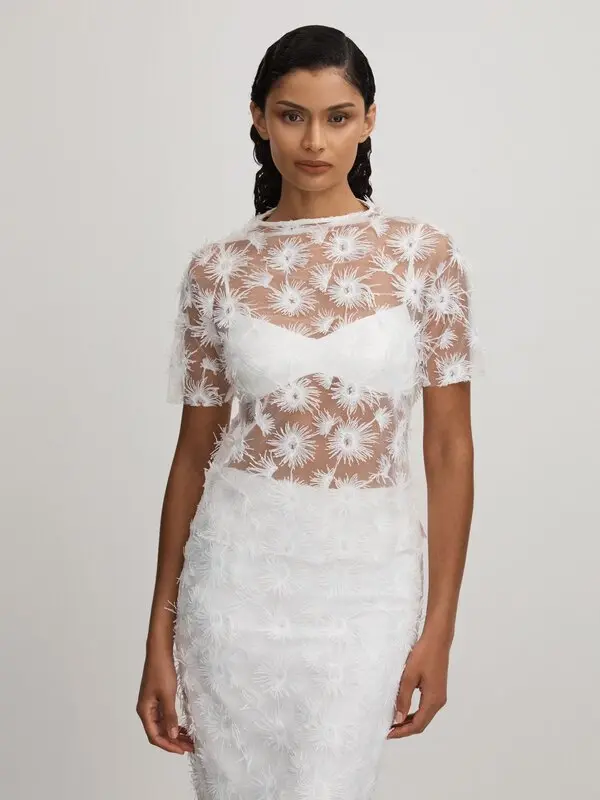Anna Quan Sheer Applique Top