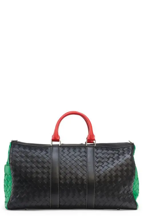 Bottega Veneta Classic Intrecciato Colorblock Duffle Bag - Black Multi