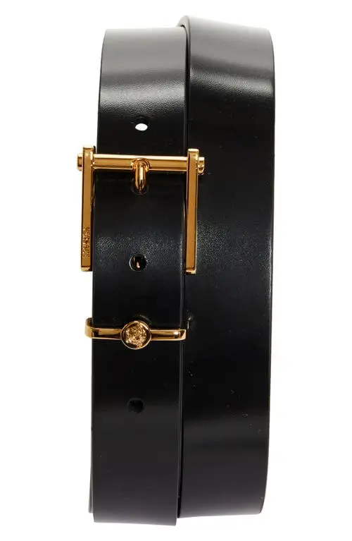 Versace Column Leather Belt - Black-versace Gold