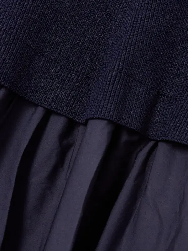Simkhai Silas Ribbed-knit And Cotton-poplin Midi Dress