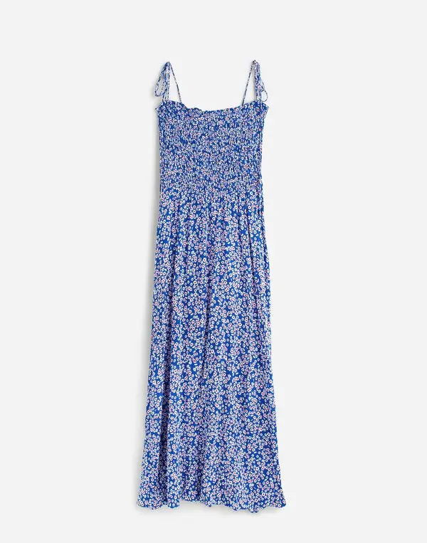 Madewell Smocked Tie-Strap Midi Dress In June Blue Ditsy - 59% Off |  Editorialist