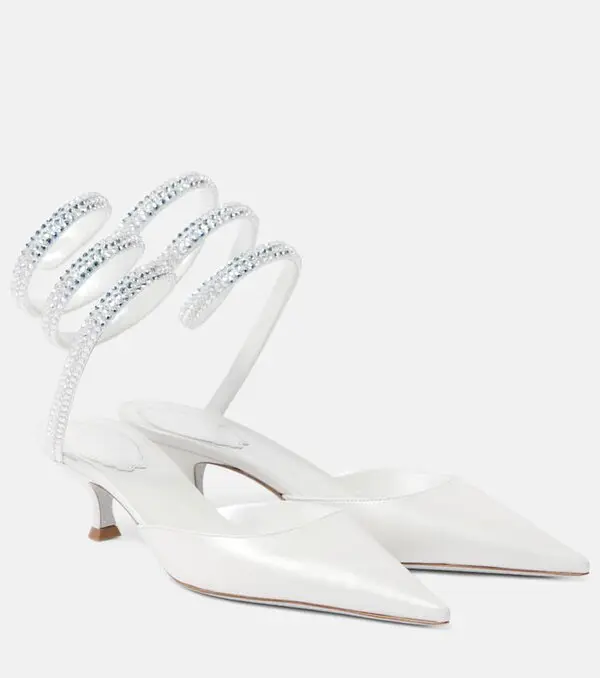 Rene Caovilla Cleo Embellished Leather Sandals - Silver