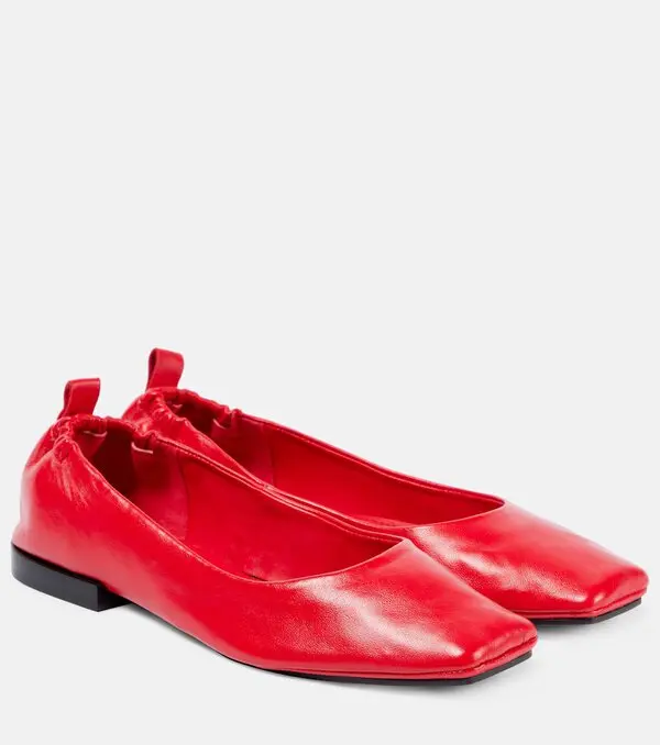 SOULIERS MARTINEZ Nova Montjuic Leather Ballet Flats - Red