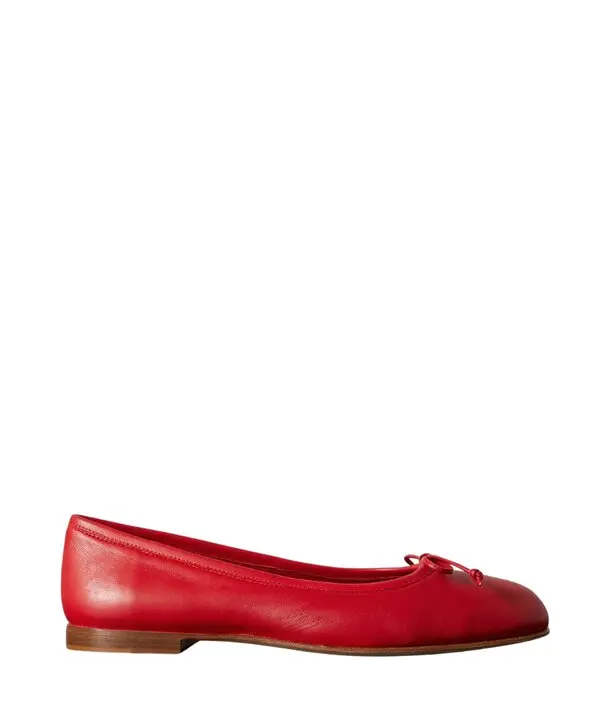 Manolo Blahnik Veralli Verona Leather Ballet Flats - Red