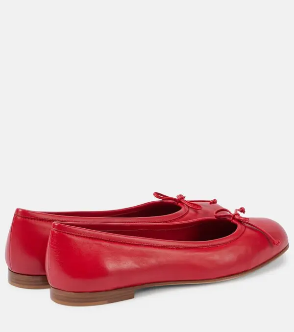 Manolo Blahnik Veralli Verona Leather Ballet Flats - Red