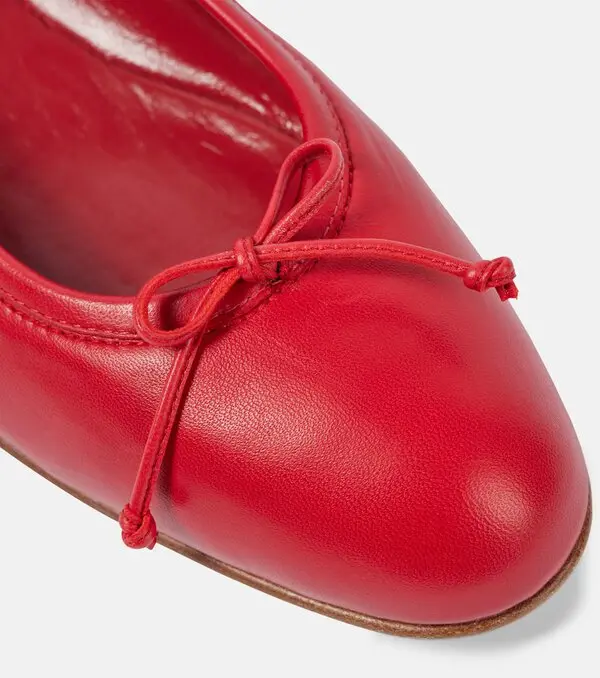 Manolo Blahnik Veralli Verona Leather Ballet Flats - Red