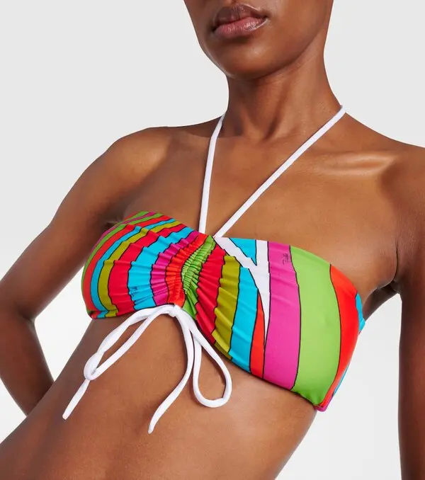 Emilio Pucci Iride Printed Bandeau Bikini Top