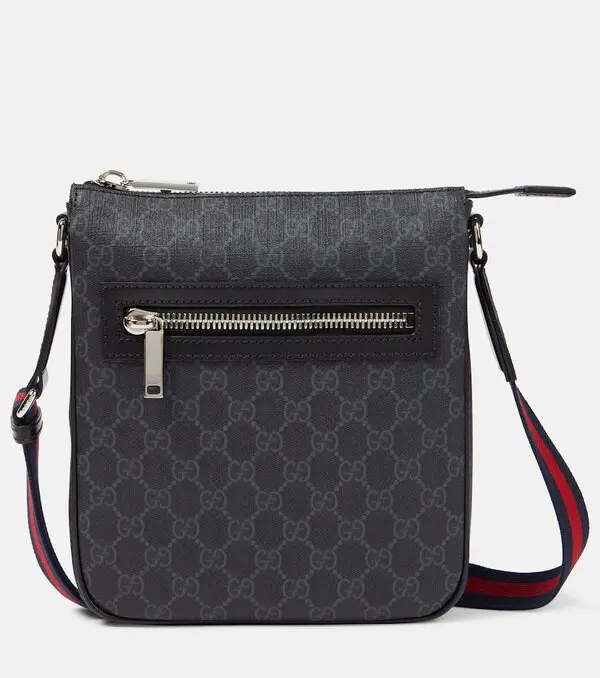 Gucci Gg Canvas Leather-trimmed Crossbody Bag - Grey