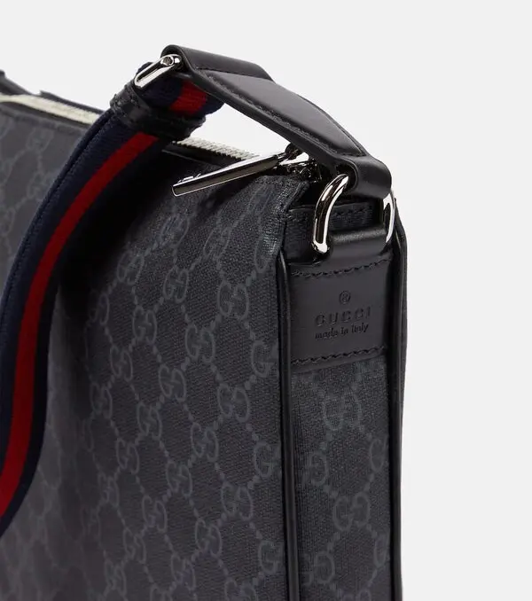 Gucci Gg Canvas Leather-Trimmed Crossbody Bag - Grey | Editorialist