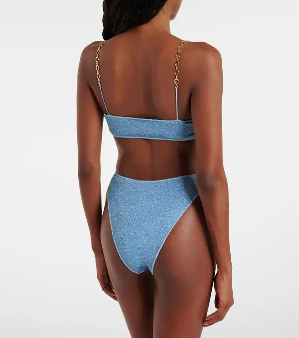 Oseree Lumière O Chain Lamé Bikini - Blue