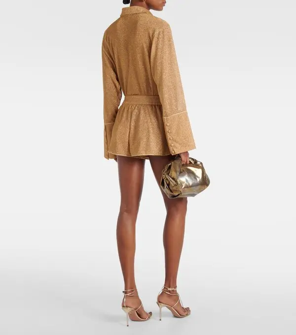 Oseree Lumière Lamé Shorts - Gold