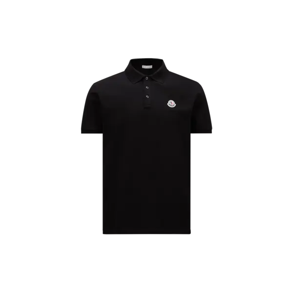 Moncler Logo Patch Cotton Piquet Polo Shirt - Black