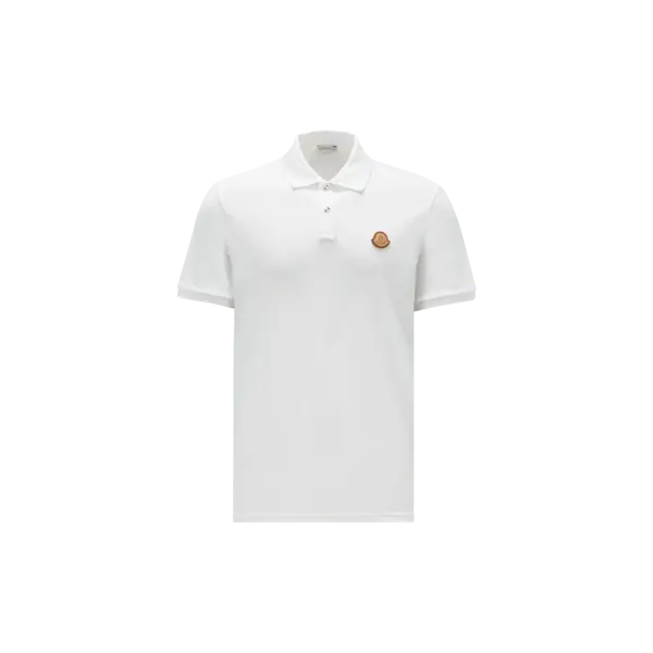 Moncler Logo Patch Cotton Piquet Polo Shirt - White