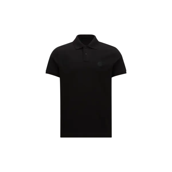 Moncler Logo Patch Cotton Piquet Polo Shirt - Black