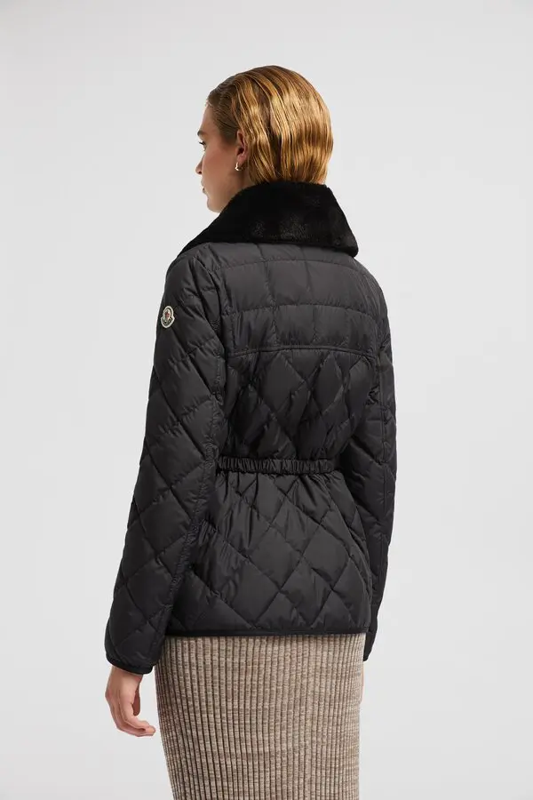 Moncler Cygne Faux Fur-trimmed Short Down Jacket