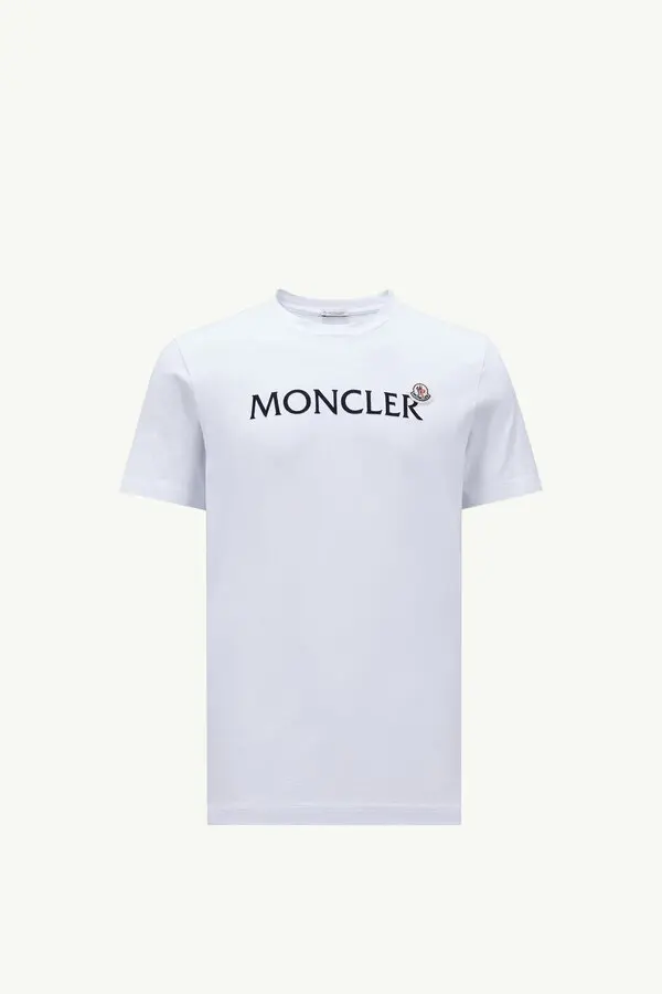 Moncler Flocked Logo Cotton T-shirt - White