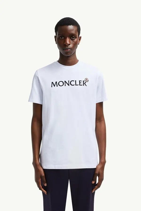 Moncler Flocked Logo Cotton T-shirt - White