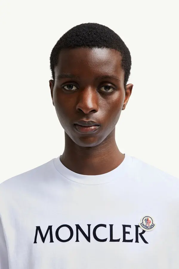 Moncler Flocked Logo Cotton T-shirt - White