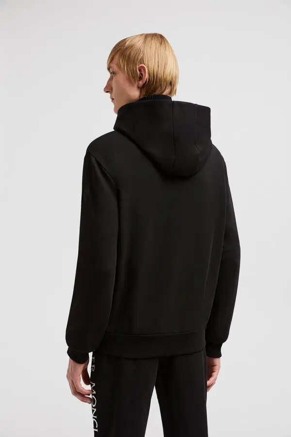 Moncler Logo Zip-Up Hoodie - Black | Editorialist