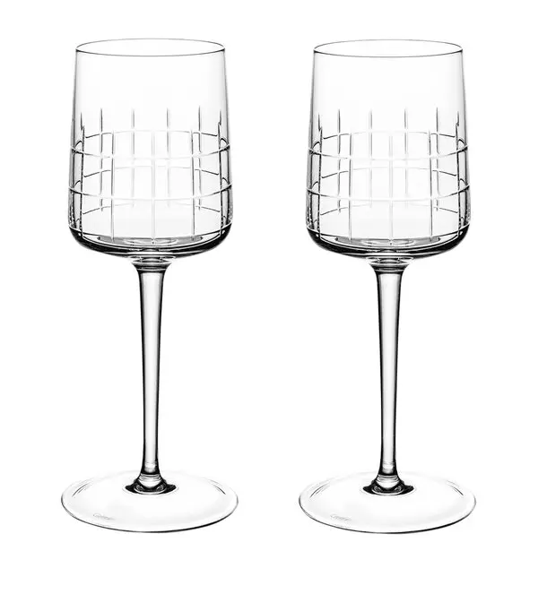 Christofle Graphik Crystal Water Goblets - Silver
