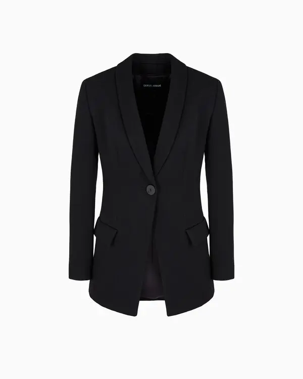 Giorgio Armani Single-breasted Virgin Wool Jacket - Black