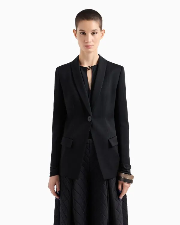 Giorgio Armani Single-breasted Virgin Wool Jacket - Black