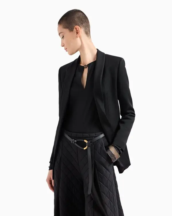 Giorgio Armani Single-breasted Virgin Wool Jacket - Black