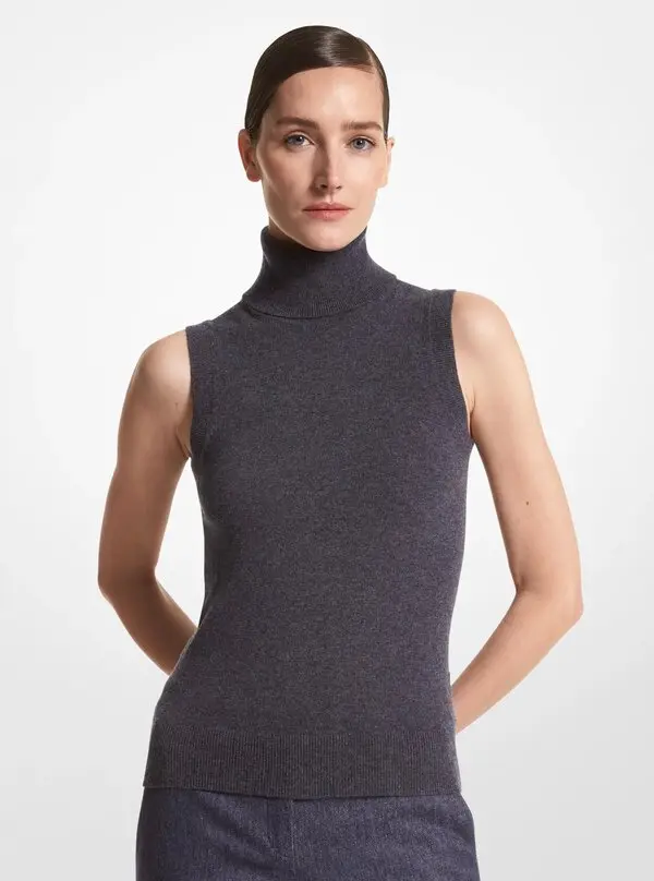 Michael Kors Cashmere Sleeveless Turtleneck