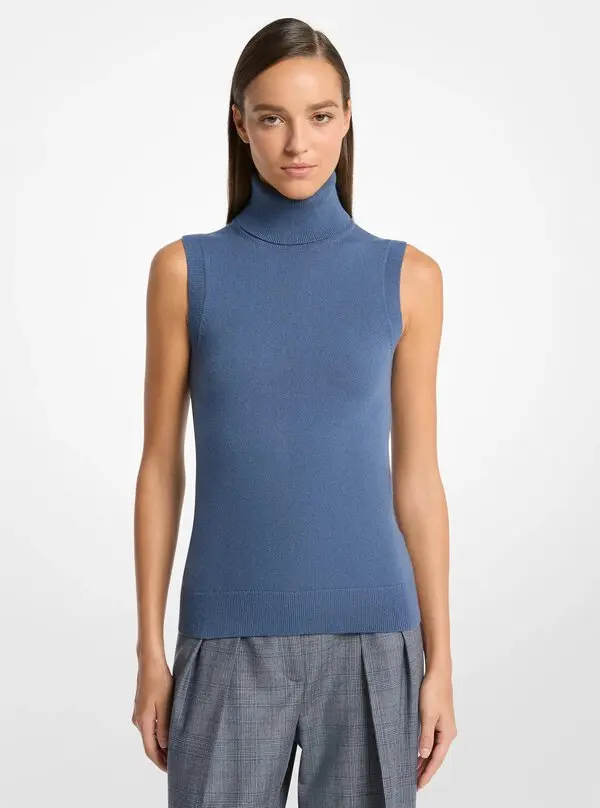 Michael Kors Cashmere Sleeveless Turtleneck - Grey