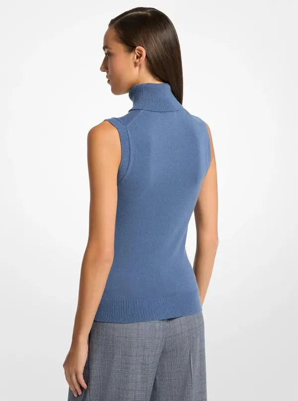 Michael Kors Cashmere Sleeveless Turtleneck - Grey