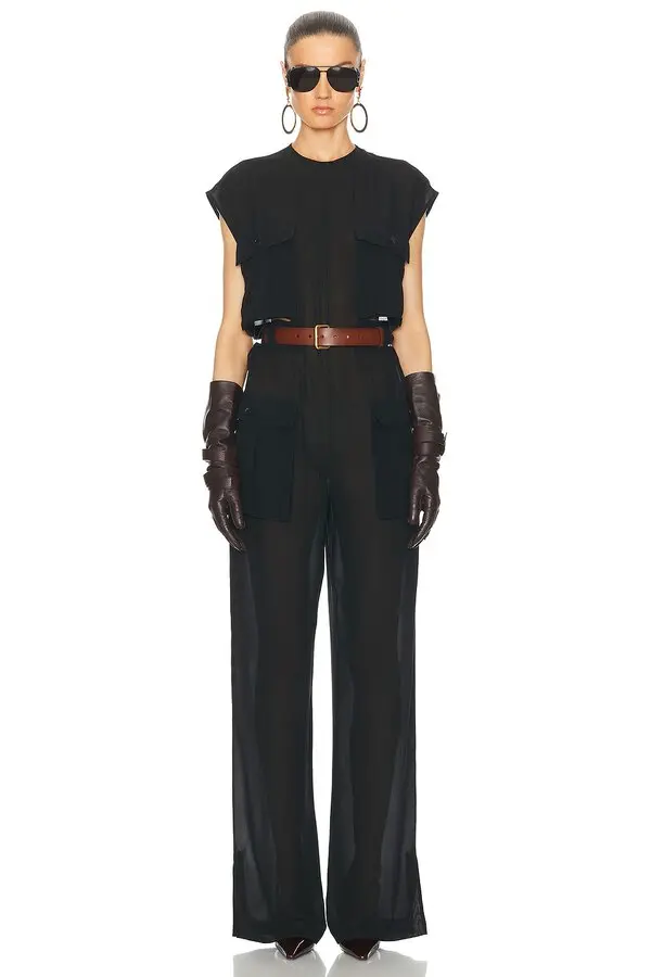 Saint Laurent Cap Sleeve Jumpsuit - Noir