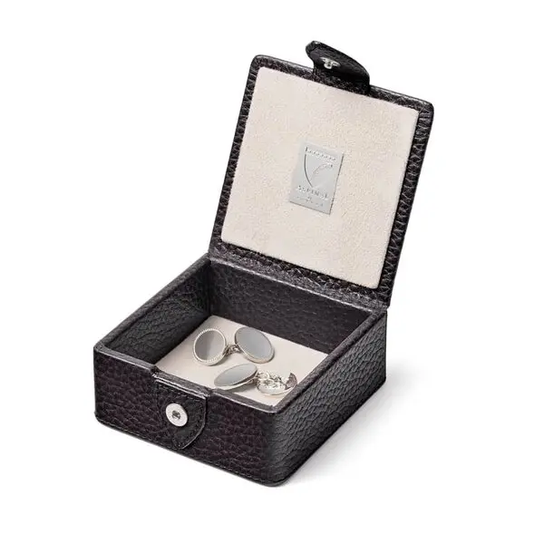 ASPINAL OF LONDON Stud Box In Tobacco Pebble - Black