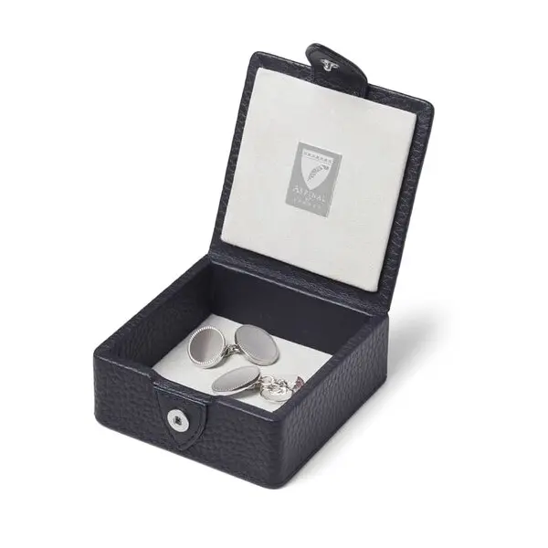 ASPINAL OF LONDON Stud Box In Tobacco Pebble - Blue