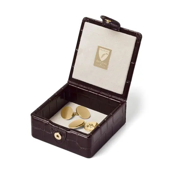 ASPINAL OF LONDON Stud Box In Tobacco Pebble - Brown