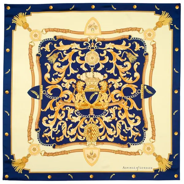 ASPINAL OF LONDON Signature Shield Silk Scarf - Blue