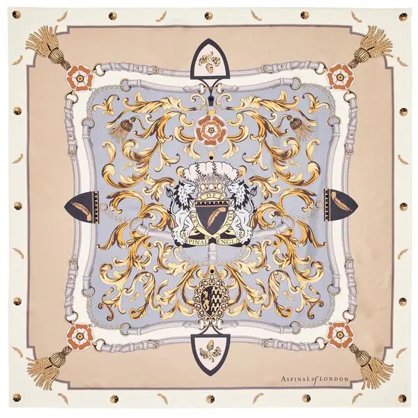 ASPINAL OF LONDON Signature Shield Silk Scarf - Blue/brown